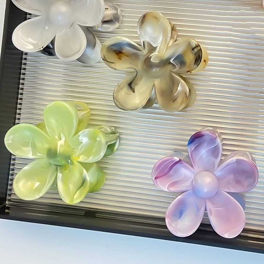 12 PC Flower Clip Claws Large Hawaiian Thick Hair Grip Strong Hold ...