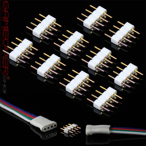 10x RGB LED Stecker 4 Pin Kabel Verbinder Adapter Kupplung Strip Leiste ...