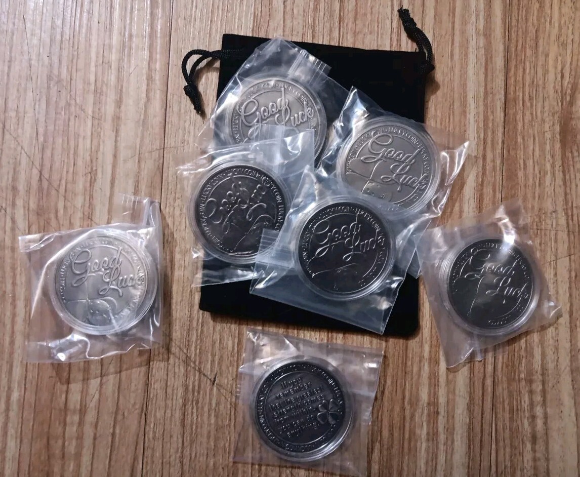 Set Of 7 Good Luck Poem Coin Token Gift Clover Medal In Cases ...