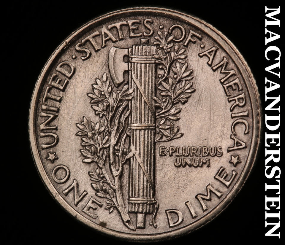 1916 Mercury Dime - FSB Heavy Die Polish - Choice Gem Brilliant Unc ...
