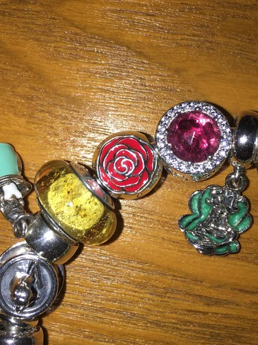 Authentic PANDORA Disney Belles Rose Silver 925 Ale Charm 791575EN09 ...