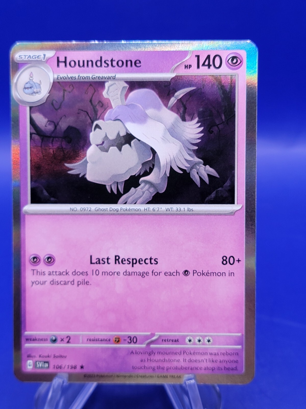 Houndstone - 106/198 Scarlet & Violet REVERSE Holo Rare Pokemon - NM ...