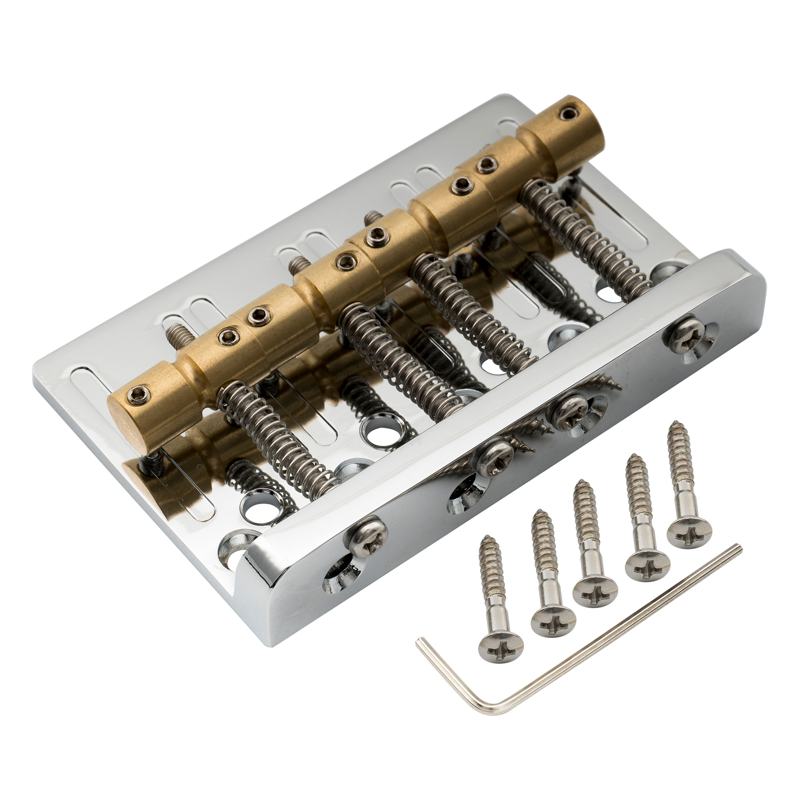 Musiclily Pro Chrome 19mm Brass Saddle Steel Plate Hardtail 4 String ...