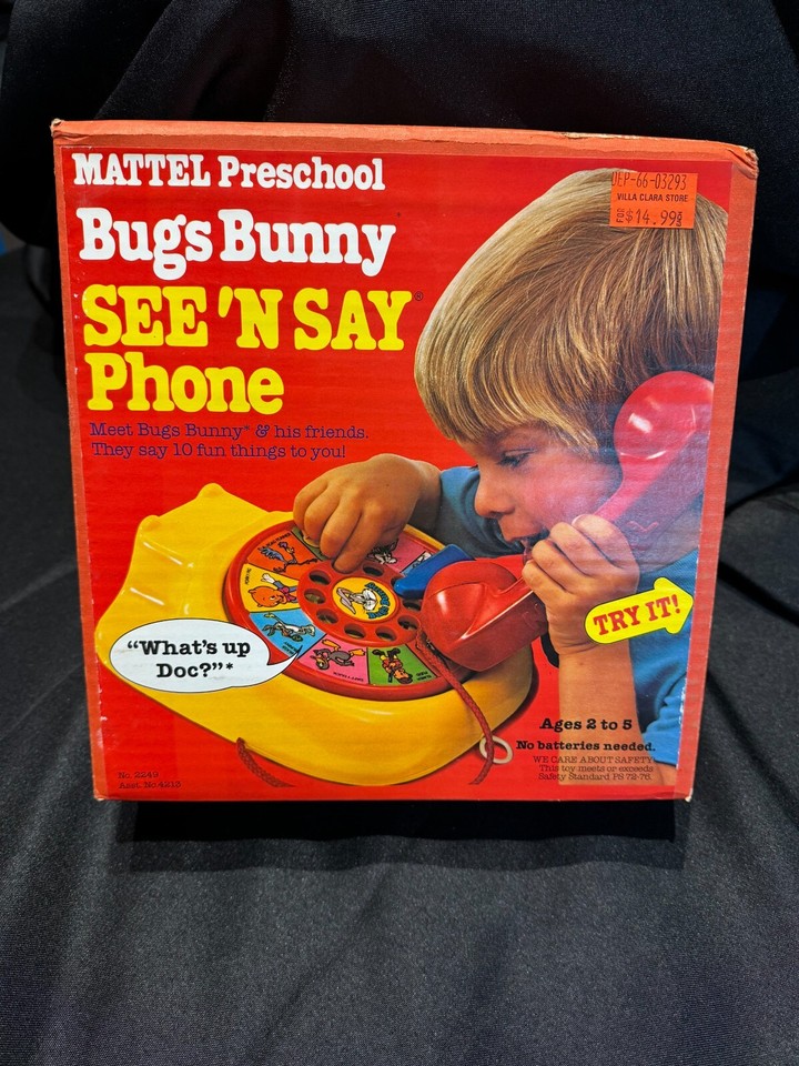 1978 Mattel Bugs Bunny See N’ Say Phone Pull String & Voice Box Work ...