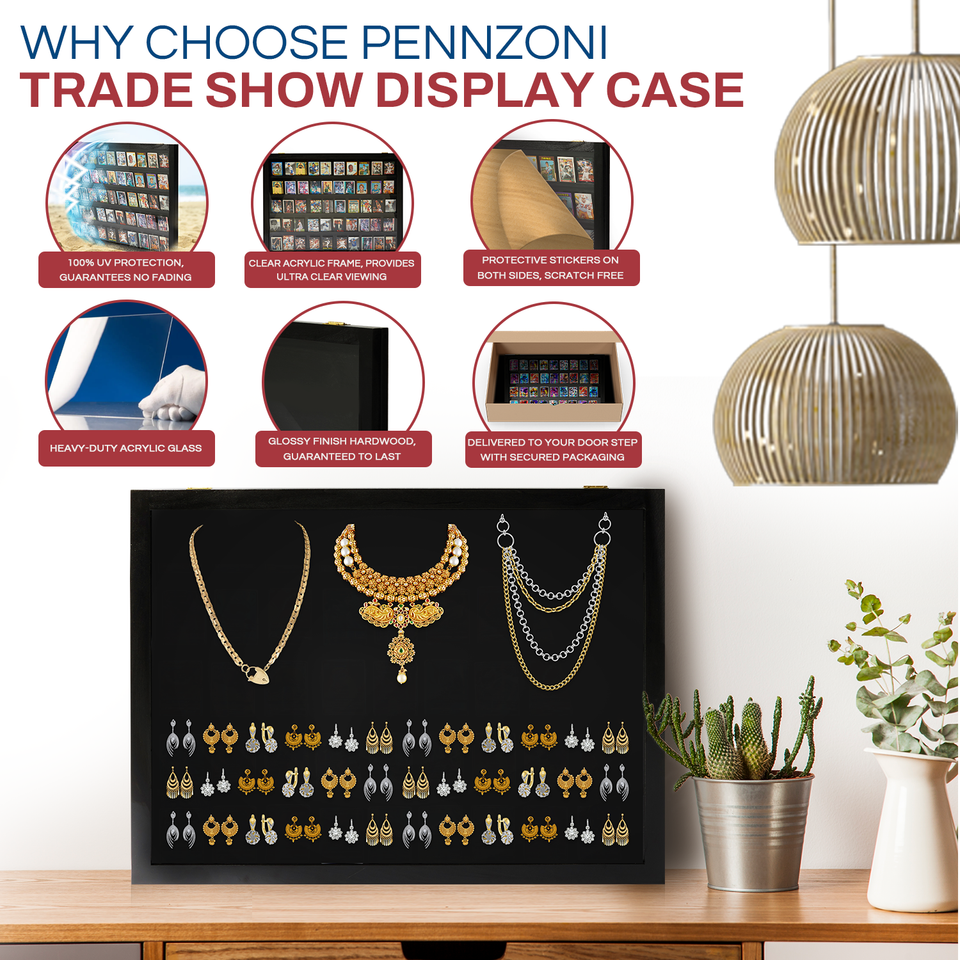 Black Portable Trade Show Display Case for Coins & Collectibles - 24" x ...