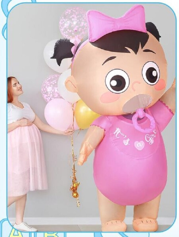 Inflatable Gender Reveal Baby Girl Costume adult cosplay gender shower ...