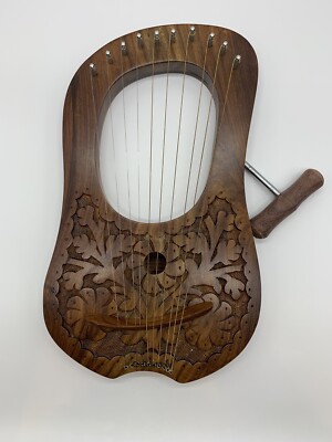 Lyre Harp 10 Metal Strings Engraved Harfe Arpa Designs Harp Free Case ...