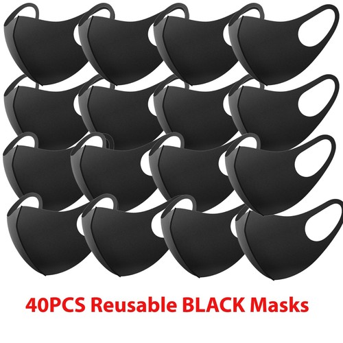 Black Fashion Mask Washable Reusable USA FREE SHIP 10, 20, 40 PCS | eBay
