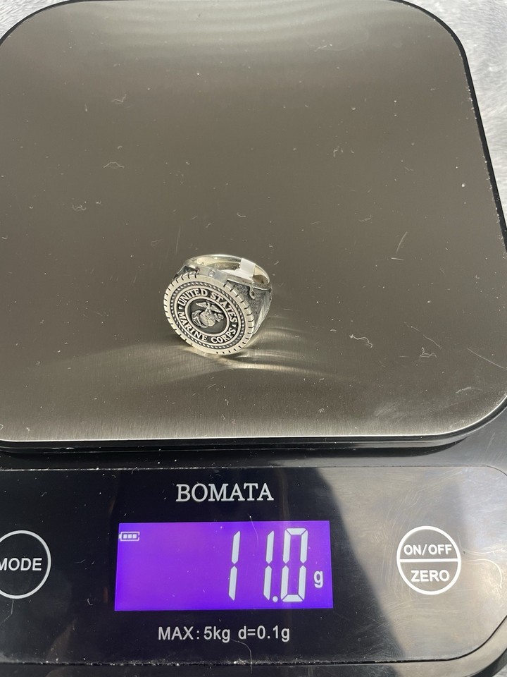 United States Marine Corps Sterling Silver Ring Sz 9 Antiquated BS 11 ...