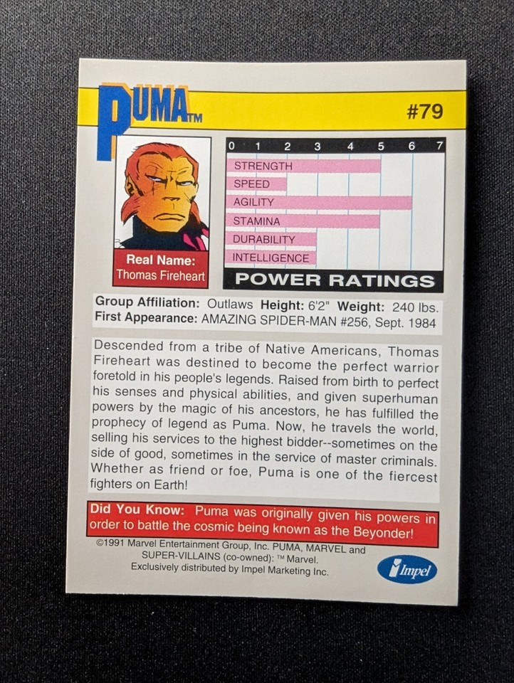 PUMA #79 1991 Impel Marvel Universe II Super-Villains | eBay