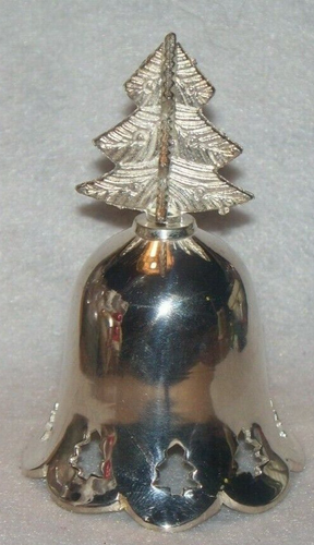 VINTAGE BEAUTIFUL SILVER CHRISTMAS TREE METAL BELL ORNAMENT | eBay