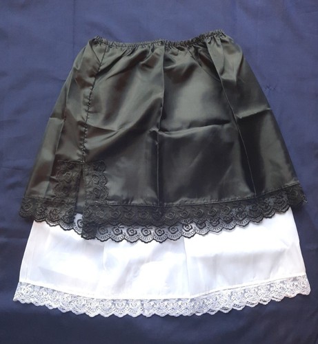 Handmade Black / White Nylon slips MINI Underskirts, Ladies Sheer Waist ...