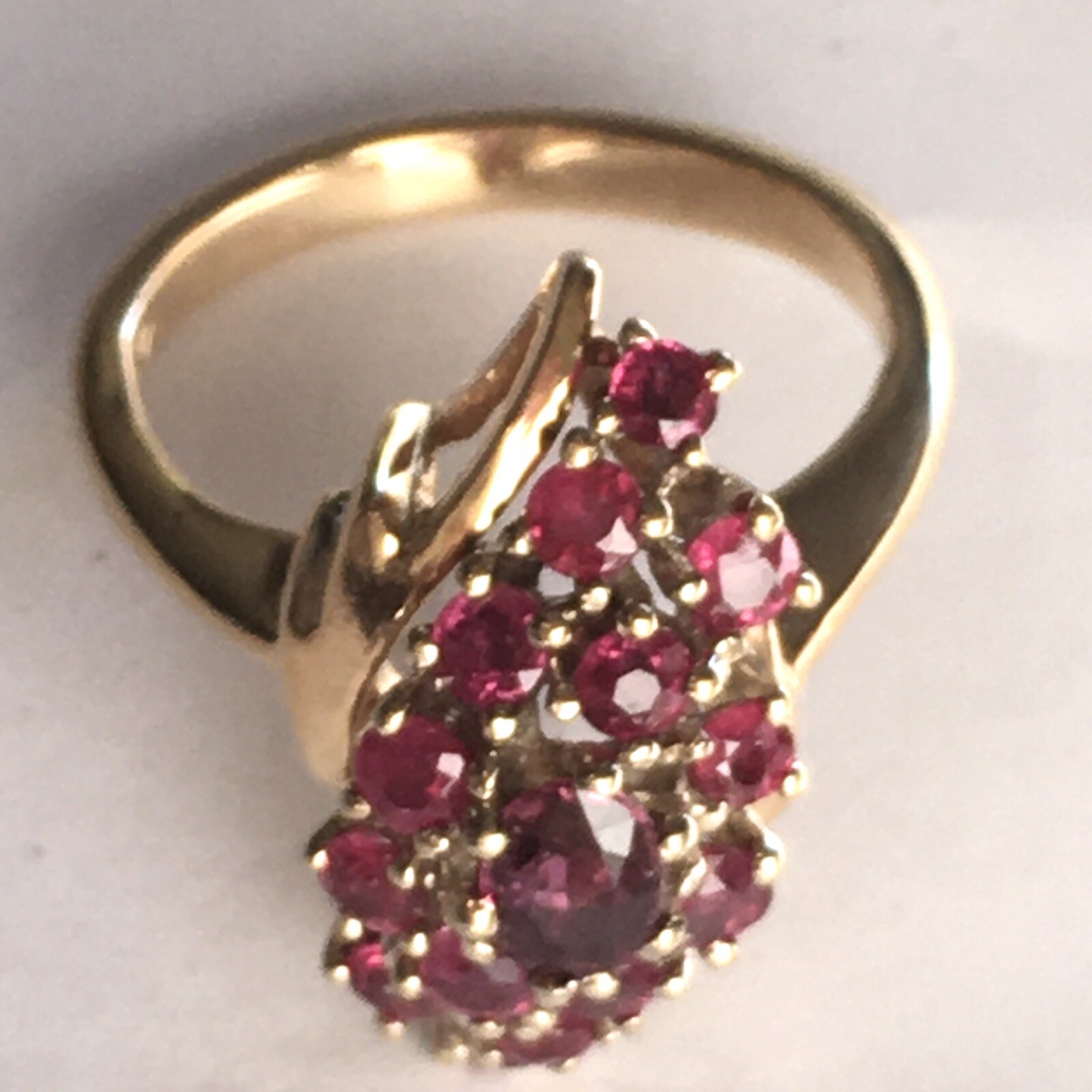 Natural Earth Mind Ruby Cluster 14K Yellow Gold Ring 1980s Size 6.5 | eBay