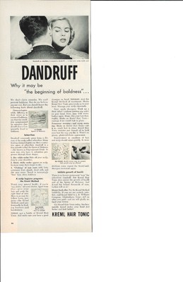 1956 KREML HAIR TONIC Dandruff Shampoo Baldness Vintage Print Ad | eBay