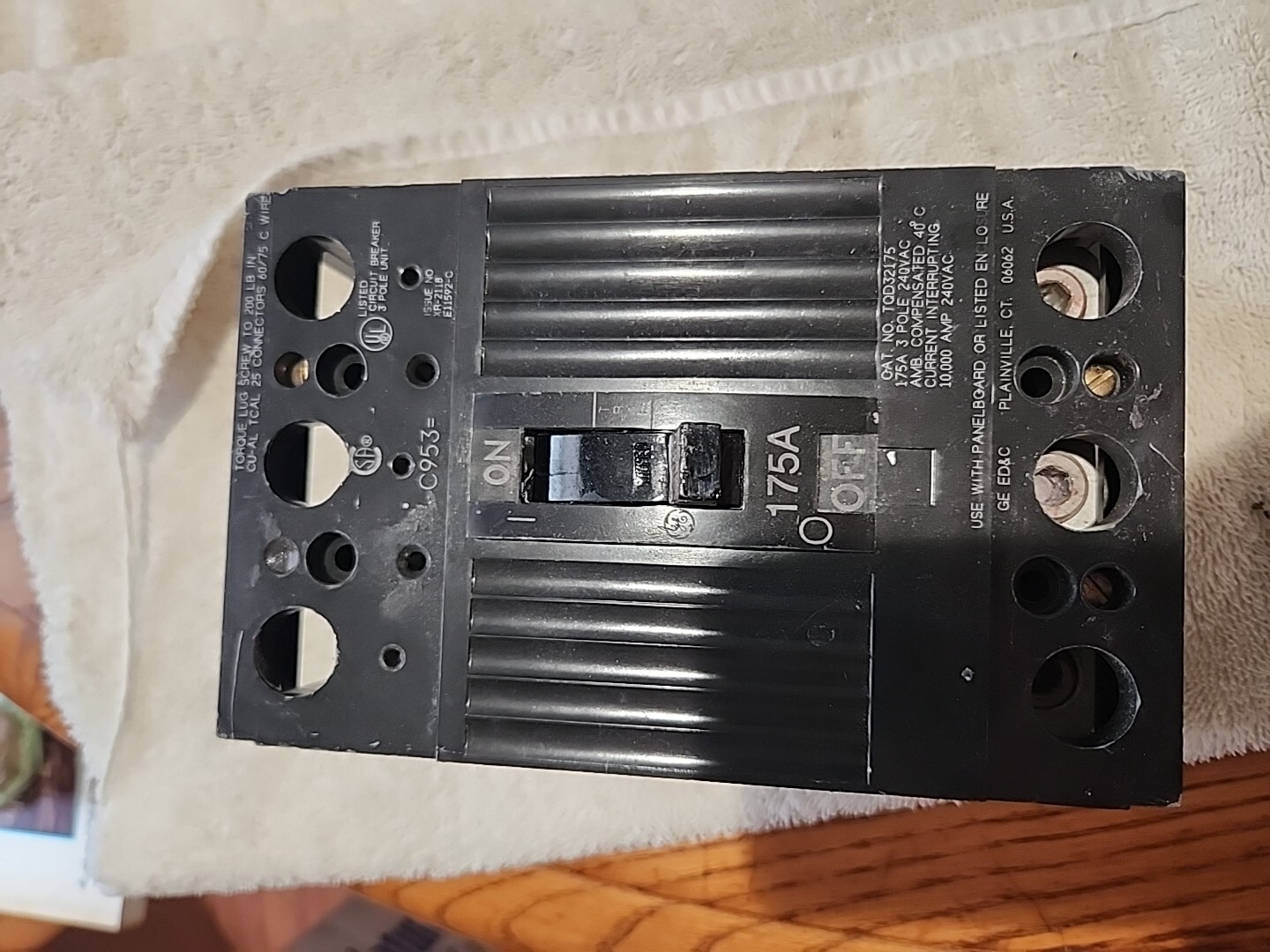 GE TQD TQD32175 3 Pole 175 Amp 240V Circuit Breaker General Electric | eBay