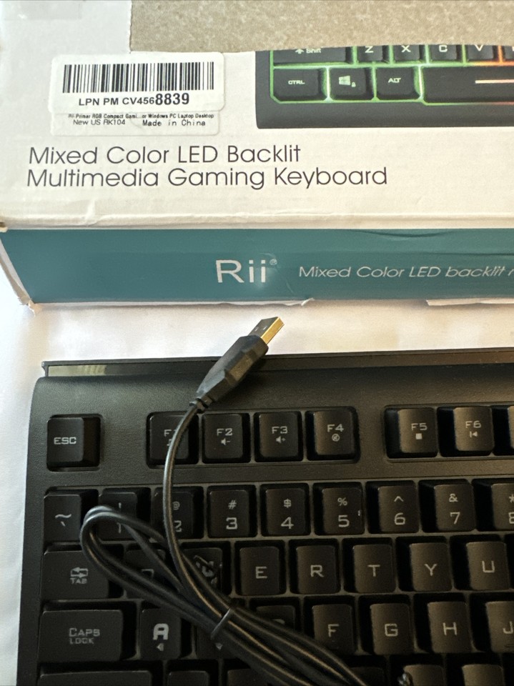 Rii Mixed Color LED Backlit Multimedia Gaming Keyboard RK104 New Open ...