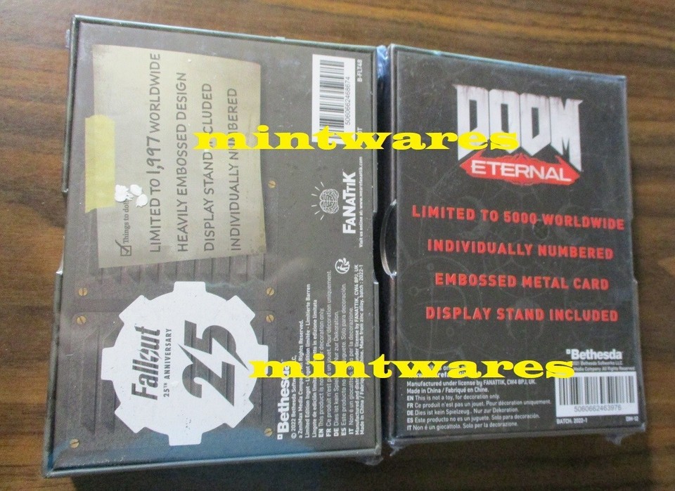 DOOM Eternal UAC Metal Red Key Card & Fallout 25th Anniversary Zinc ...