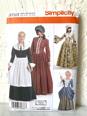 Simplicity Colonial Pilgrim Prairie Dresses Cap Costume Pattern 3723 ...