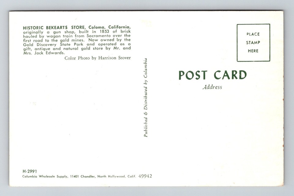 Historic Bekearts Store Coloma CA Gold Rush Era Vintage Postcard | eBay