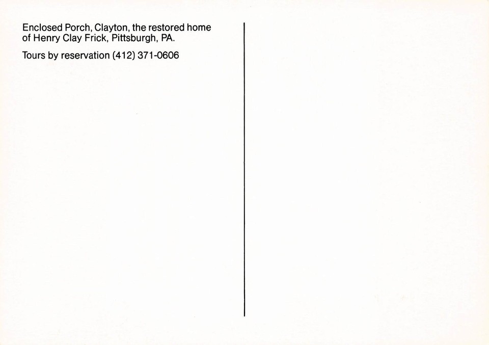 Enclosed Porch Clayton Home Of Henry Clay Frick Pittsburgh PA 6x4 ...