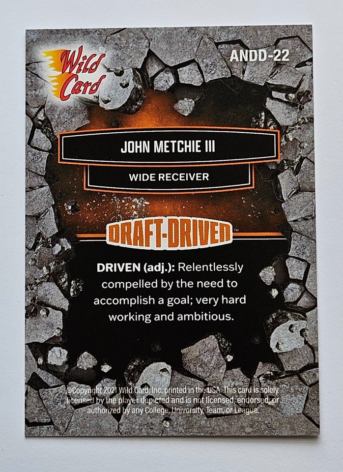 2021 Wild Card Alumination Collegiate Orange Draft Driven John Metchie ...