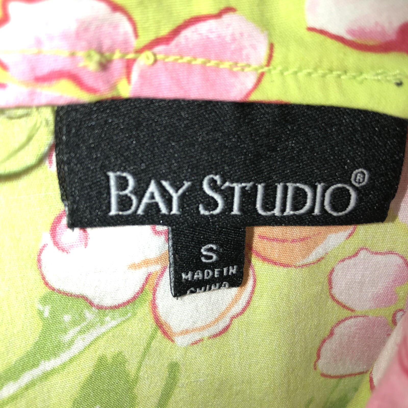 Bay Studio High Waist Green Dress Pink Floral Small | eBay