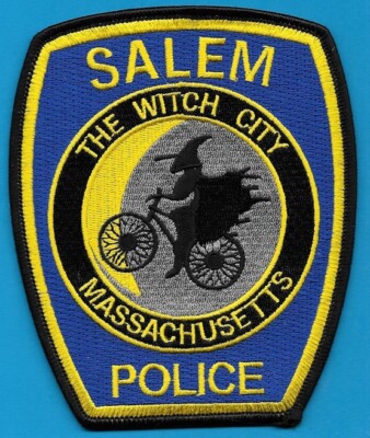 SALEM MASS MA POLICE BIKE PATCH THE WITCH CITY WITCH ON A BIKE SPD ...