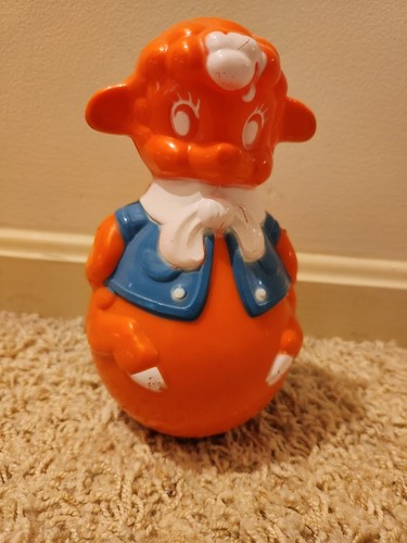 Vintage Roly Poly Orange Lamb, Sidney Tarrson CO., Molded Plastic ...