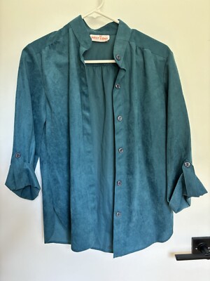 West End California Turquoise Button Up Shirt Vintage Renaissance Women ...