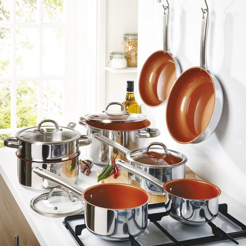 Stainless Steel Pots & Pans 11pc Set Induction Hob Non-Stick Oven Safe ...