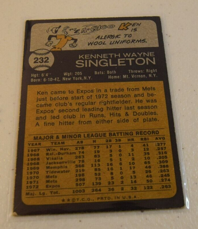 1973 Topps: Ken Singleton Baseball Cards #232 | eBay
