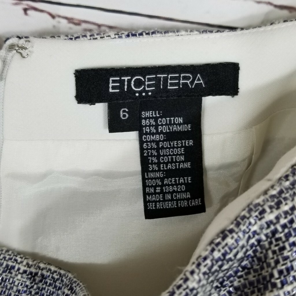 Etcetera Blue Metallic Tweed Pencil Skirt Size 6 | eBay