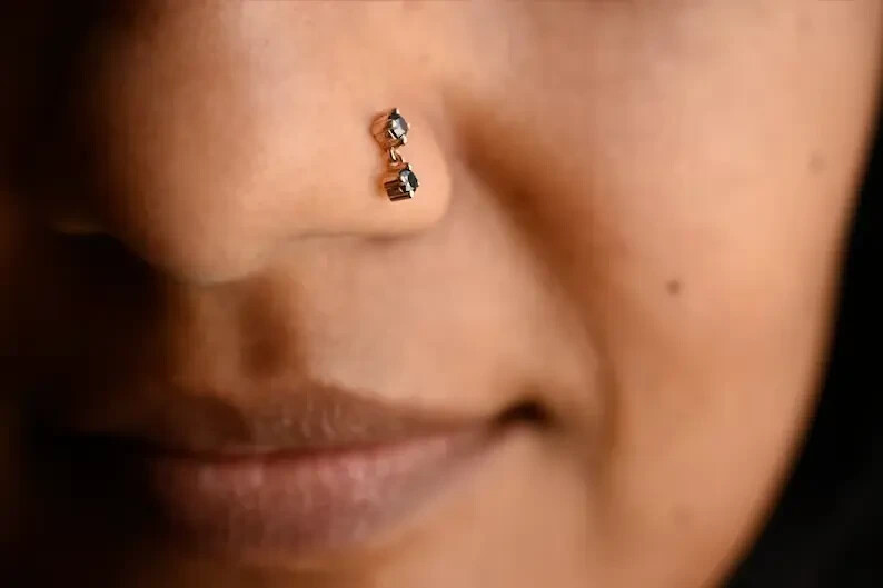 0.40Ct Round Lab Created Black Diamond Screw On Nose Pin 14K Rose Gold ...