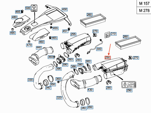 MB ML W166 AIR FILTER AND HOUSING DAMPING LEFT A2780903701 ORIGINAL NO ...