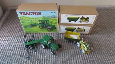3 Tractor Wind Up Tin Toys | eBay