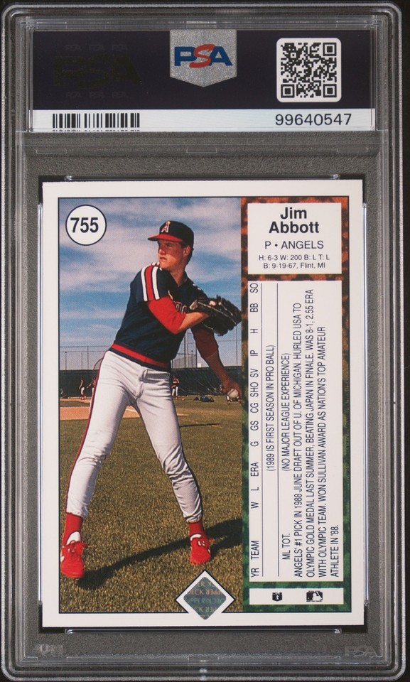 1989 UPPER DECK #755 JIM ABBOTT ROOKIE RC PSA 8 | eBay
