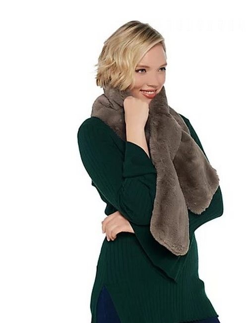 Martha Stewart Scarf Cream Beige Faux Fur Pull-Through Stole New | eBay