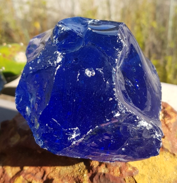 COBALT/INDIGO BLUE SLAG GLASS ROCK 128 X 90 X 74 MM 940 G | eBay Australia