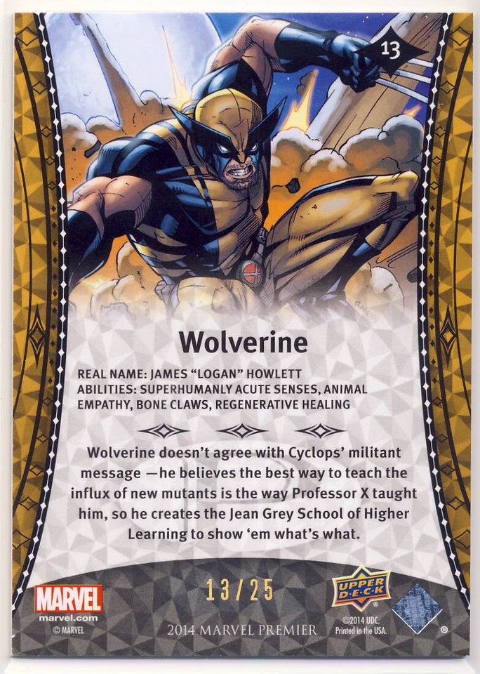 2014 Marvel Premier Gold Parallel 13 Wolverine 13/25 NUMBER MATCH | eBay