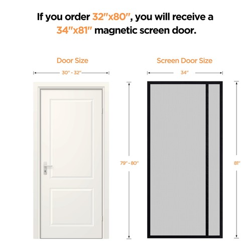 Reversible Left Right Side Opening Magnetic Screen Door Fits Door Size ...