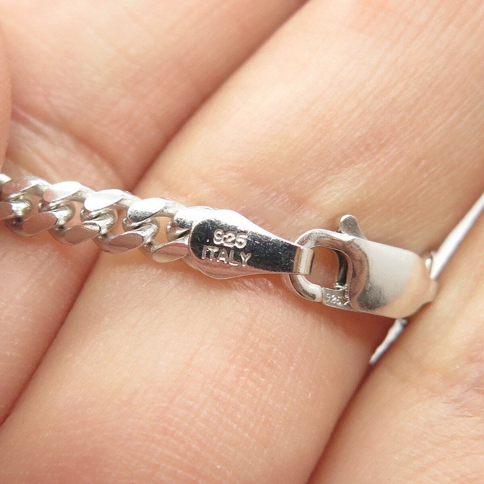 925 Sterling Silver Italy Cuban Chain Necklace 22" | eBay