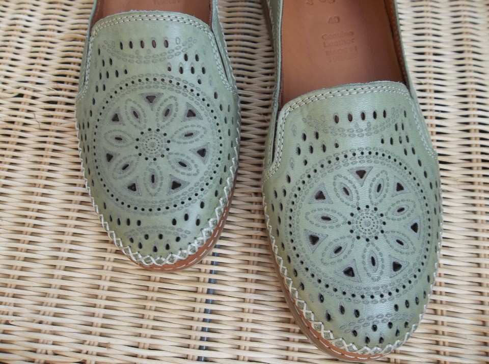 Women Spring Step Ingrid Green Brown Leather Slip on Loafer Shoes NEW ...