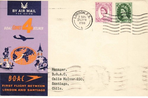 United Kingdom #36384 BOAC First Flight London Santiago Chile 1960 | eBay