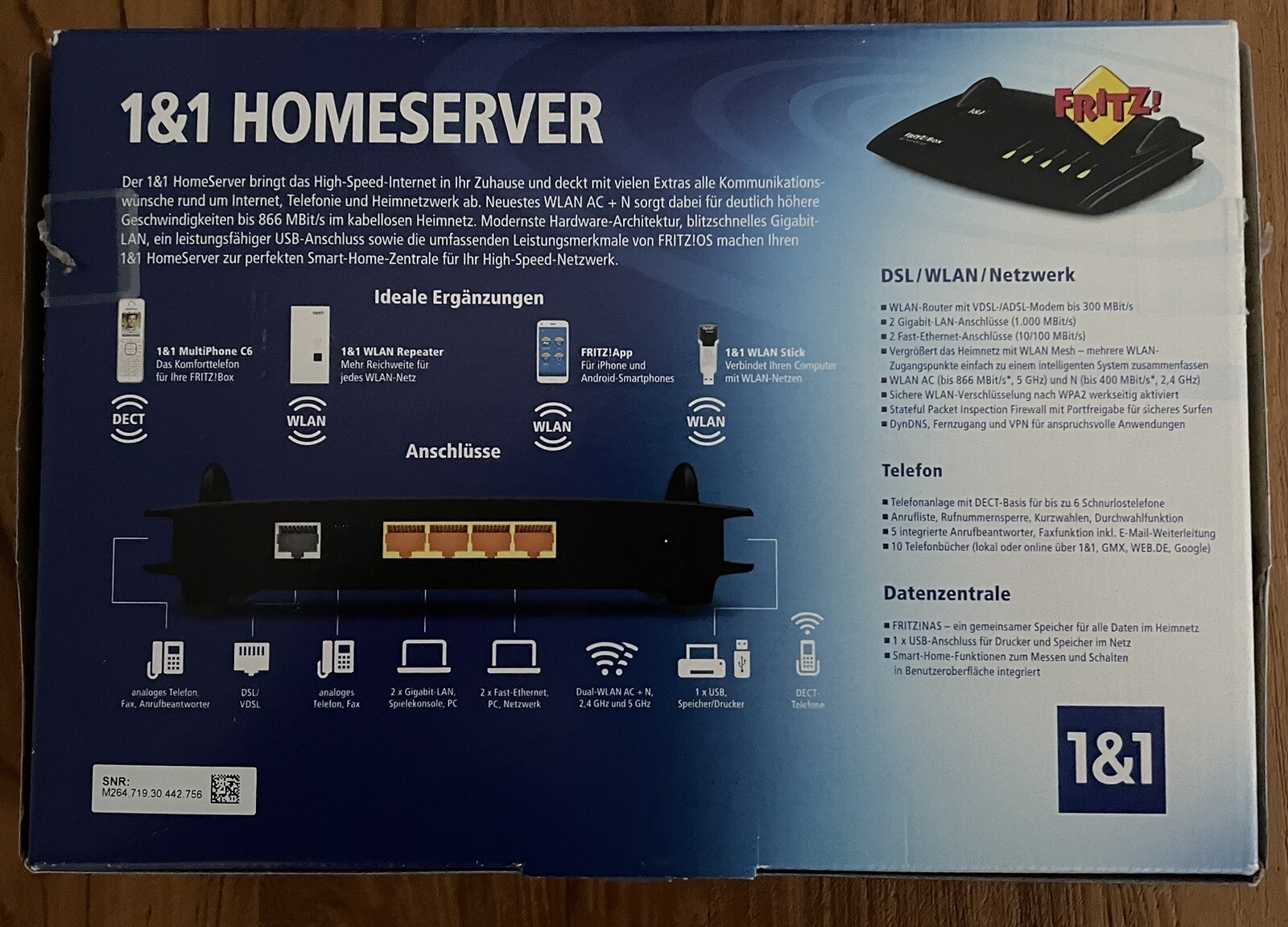1&1 Homeserver Speed AVM FRITZ!Box 7520 - in OVP mit Netzteil, LAN-/DSL ...