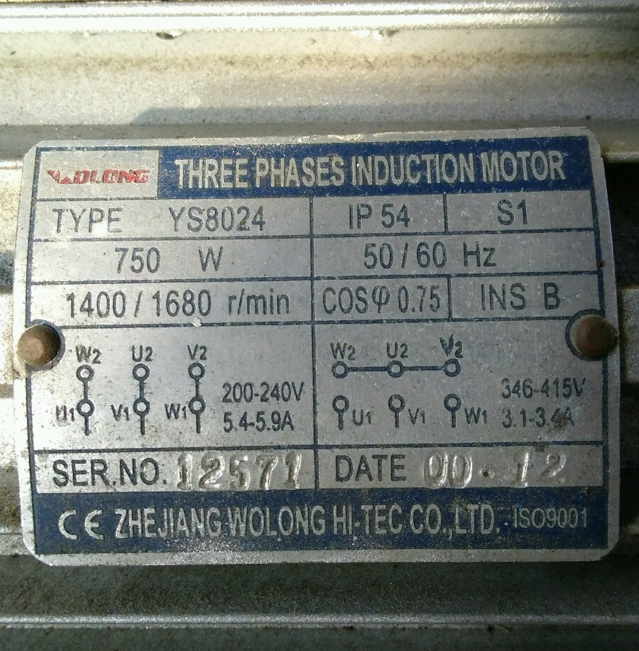 Drycleaning spin motor YS8024 Sailstar 60 | eBay