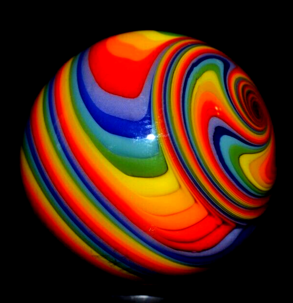 JAY SLACK GLASS MARBLE/1.443"-LOBED RAINBOW ARRAY-LILAC,LAVENDER,MINT ...