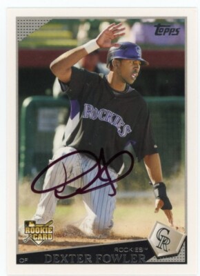 SIGNED BASEBALL CARD AUTO TOPPS 2009 DEXTER FOWLER COLORADO ROCKIES #96 ...