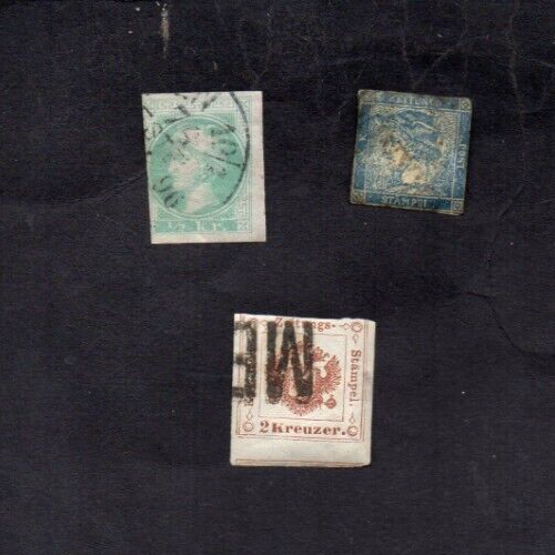 AUSTRIA 1851-1880 3xDIFF'T NEWSPAPER/JOURNAL IMPERF STAMPS INC 1851 0 ...