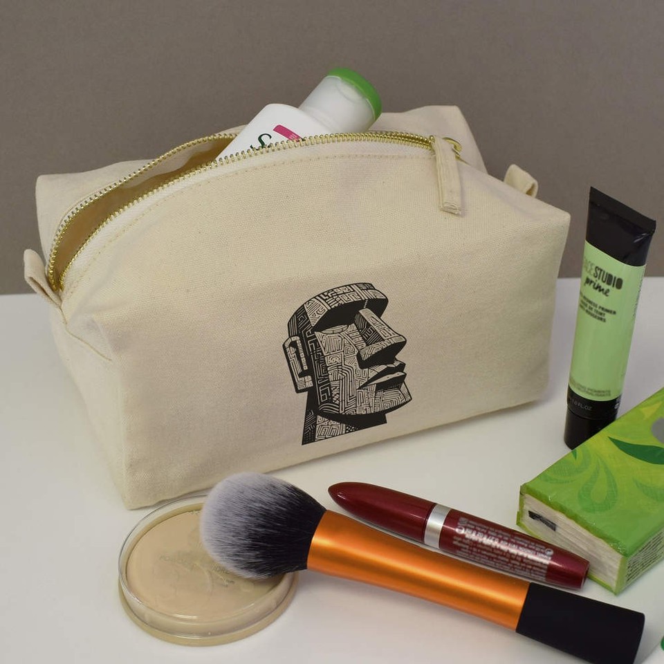 'Easter Island Head Facing Right' Canvas Wash Bag / Makeup Case ...