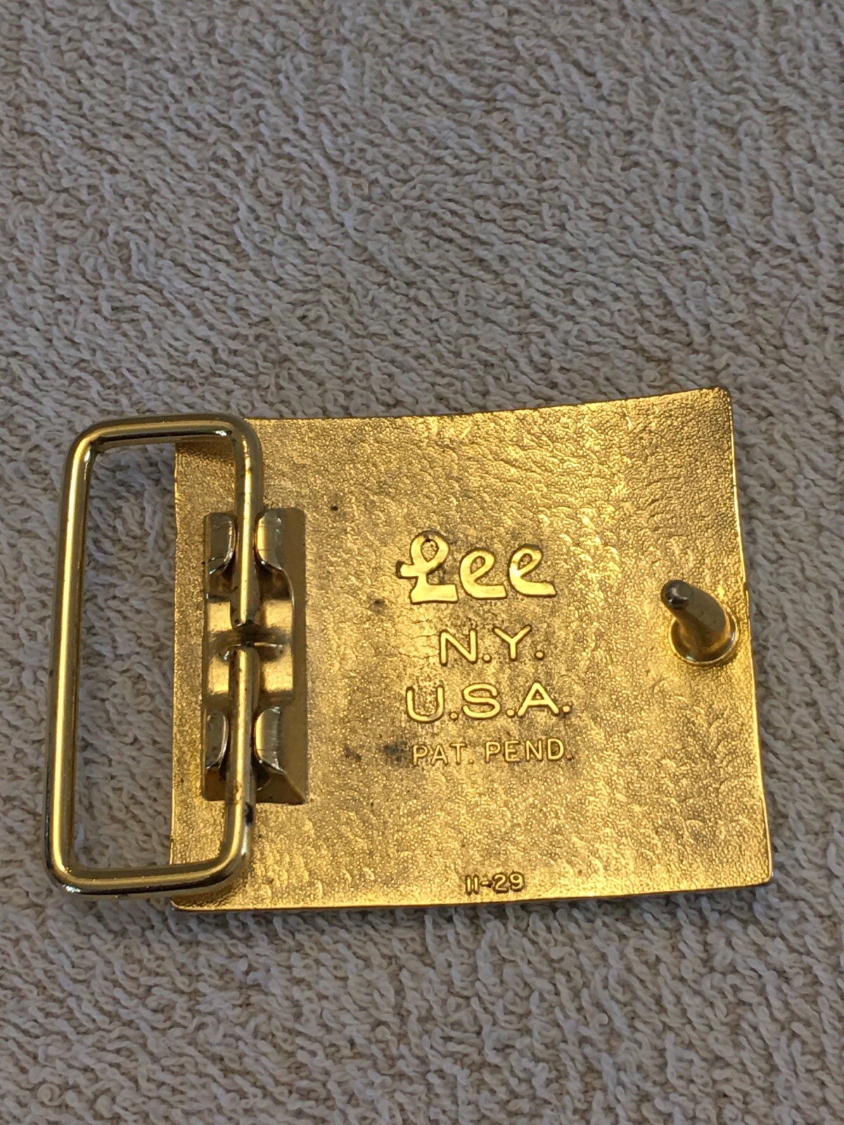 Vintage Lee Belt Buckle Patent Pending Scale Design - Gem